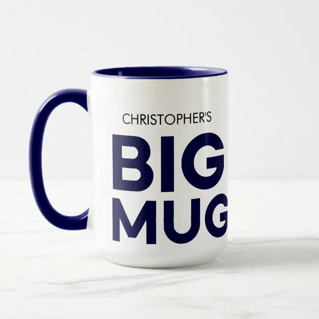 Navy Big Mug | Huge Mug | Custom Name Mug | Zazzle