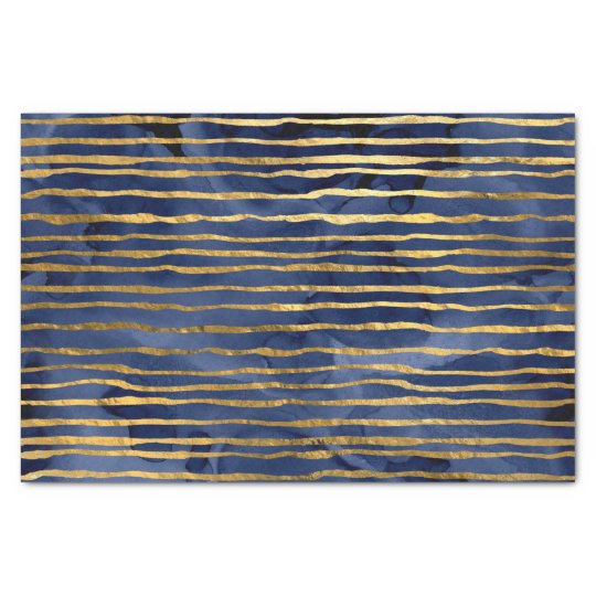 Navy Blue and Gold Striped Pattern Tissue Paper | Zazzle.co.uk