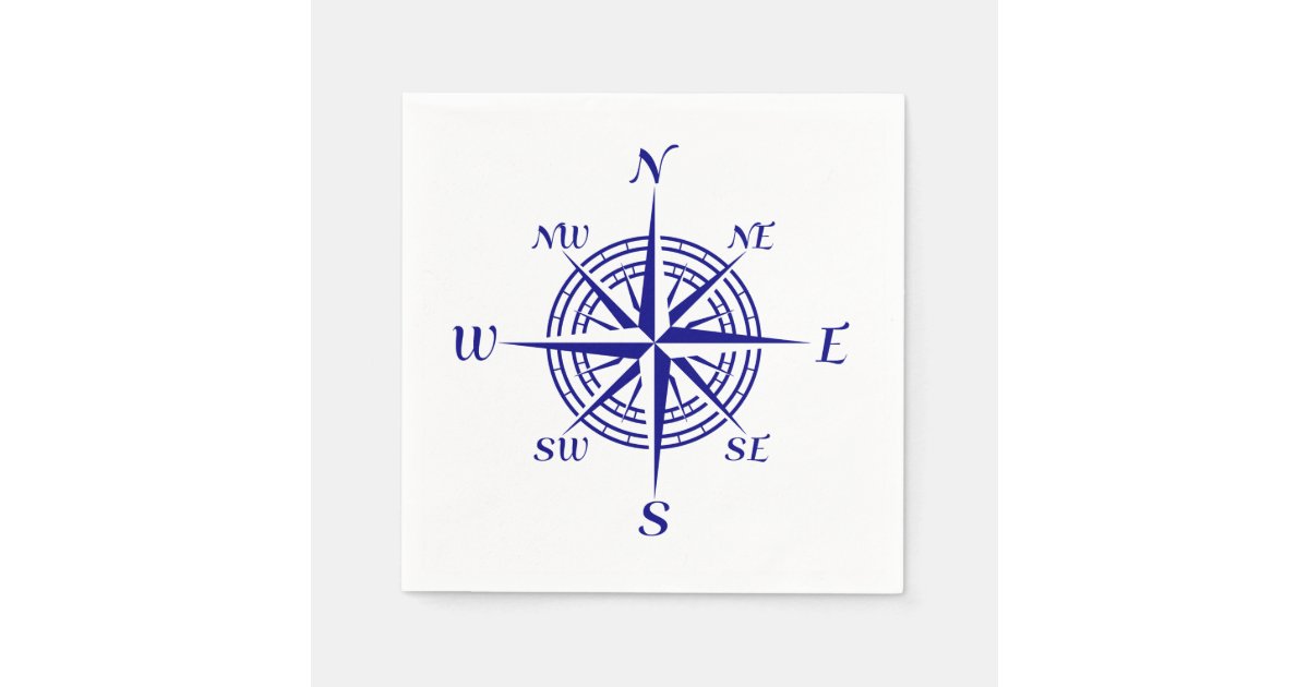 Navy Blue Coastal Compass Rose Napkin | Zazzle