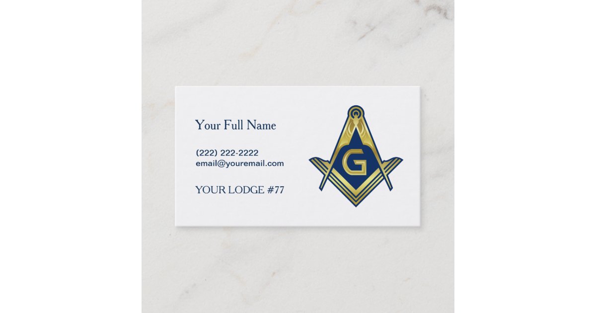 Navy Blue Gold Masonic Business Cards | Freemason | Zazzle