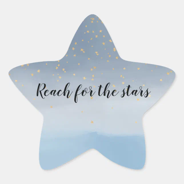 Navy Blue Gold Stars Sky Watercolor Star Sticker | Zazzle