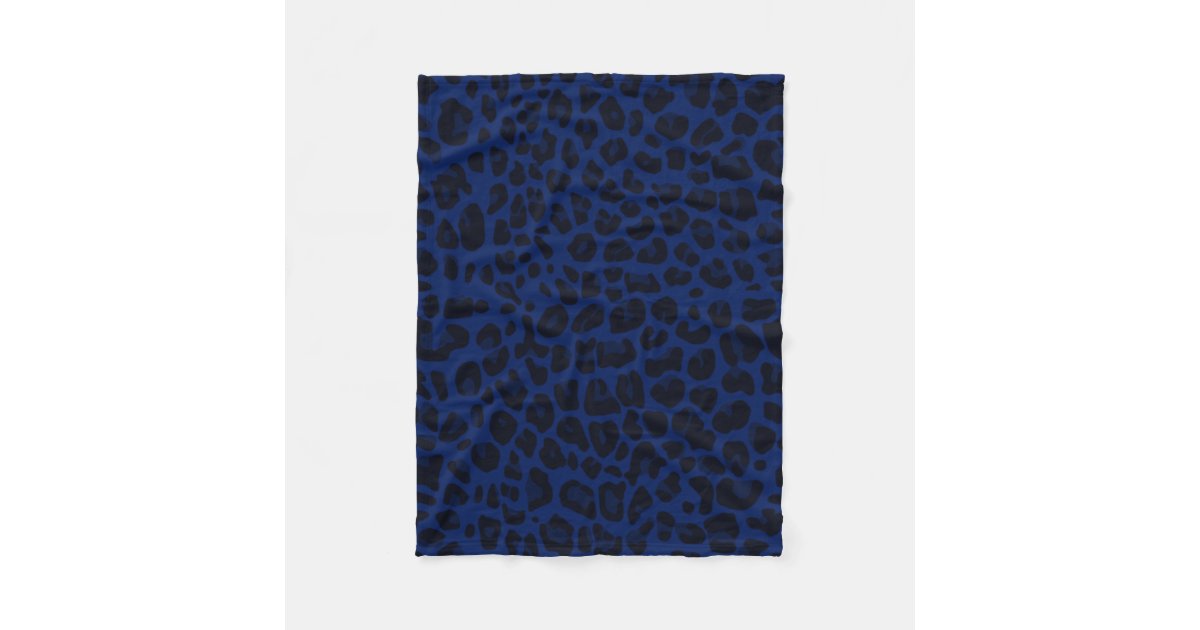 Navy blue leopard print fleece blanket | Zazzle