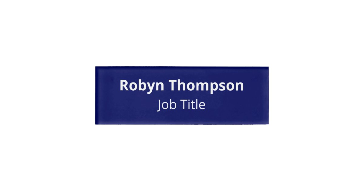 Navy Blue Personalised Name Tag Magnetic Acrylic | Zazzle