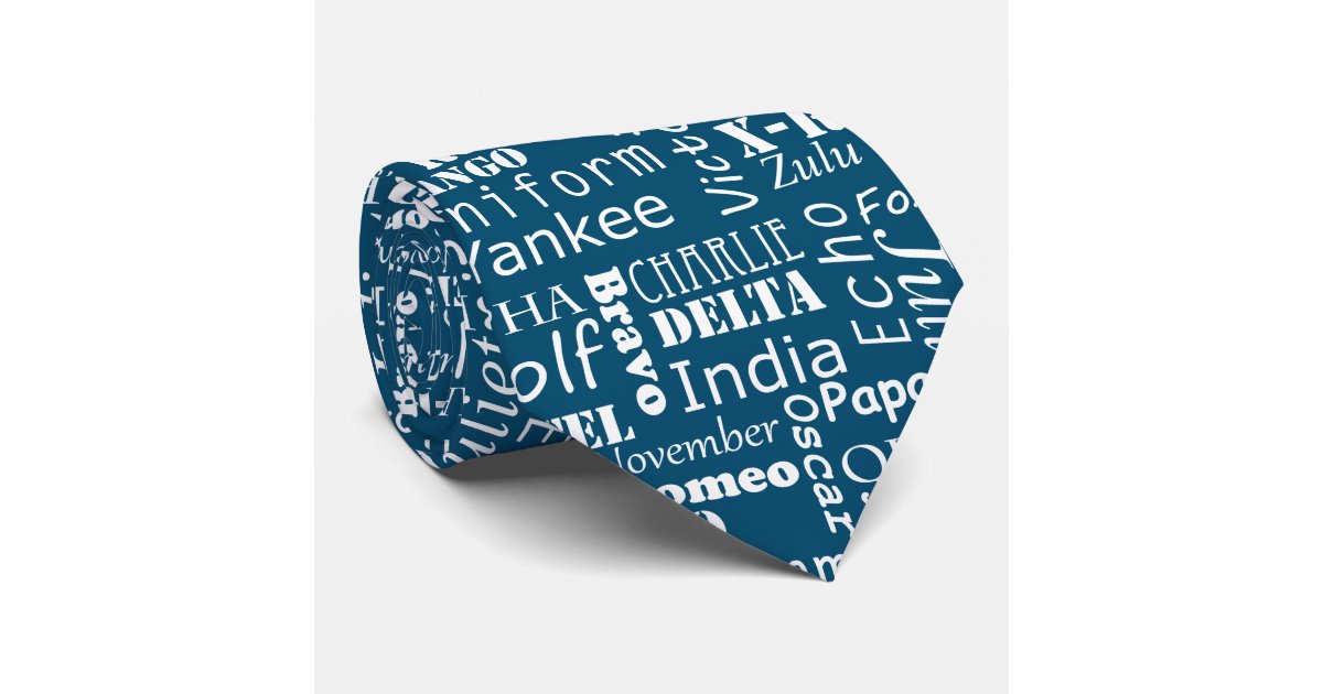 Navy Blue Phonetic Alphabet Trainee Pilot Cadet Tie | Zazzle