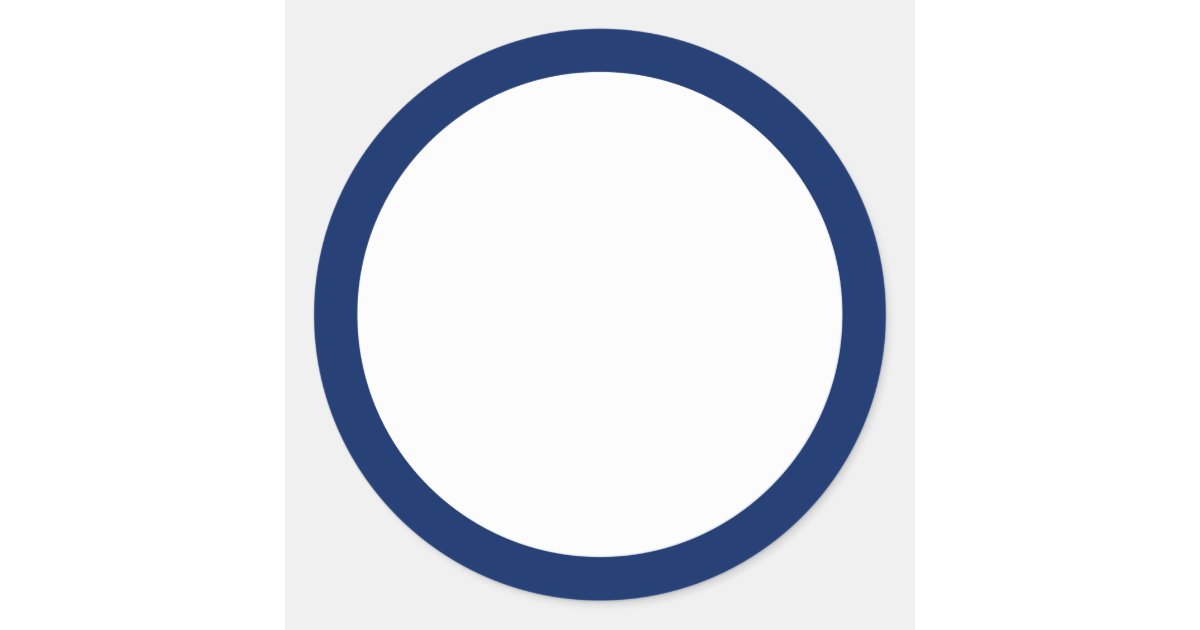 Navy blue solid colour border blank classic round sticker | Zazzle