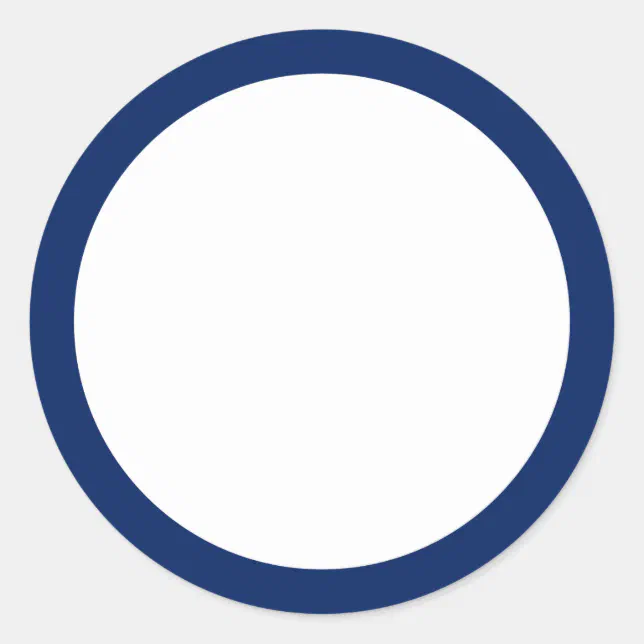 Navy blue solid colour border blank classic round sticker | Zazzle