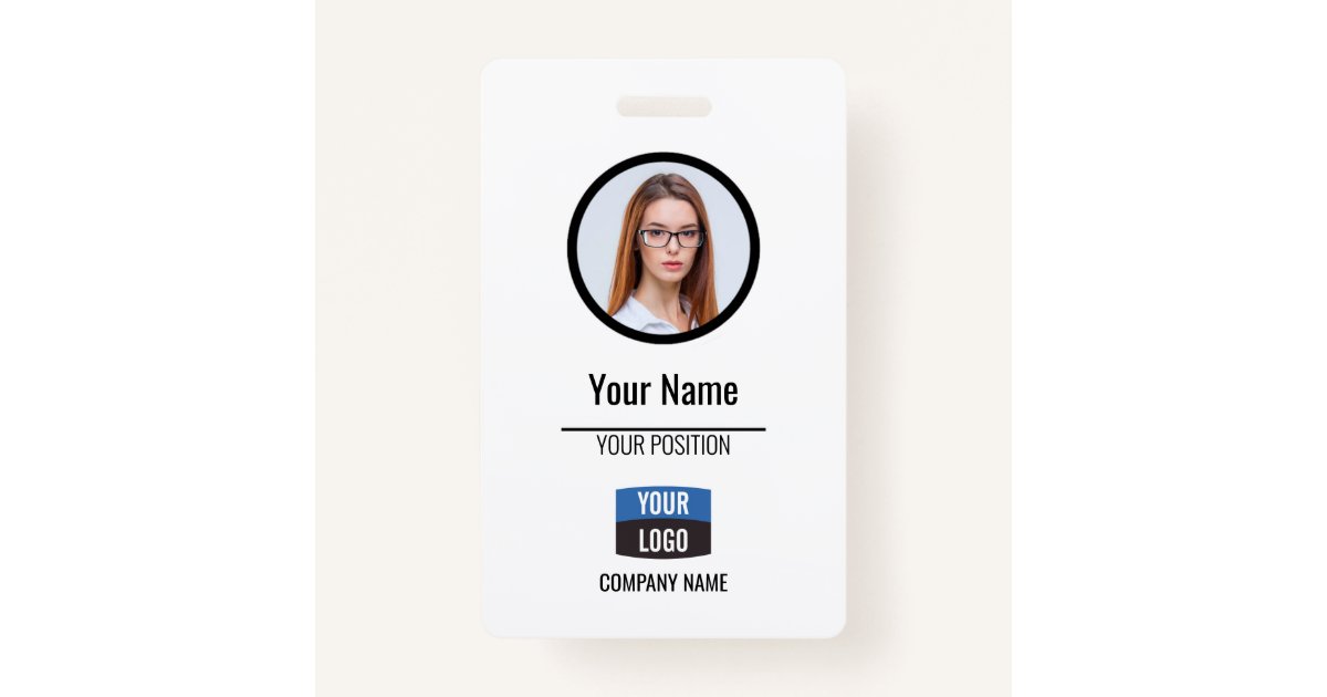 Navy - Employee Photo ID Company Security Badge ID Badge | Zazzle