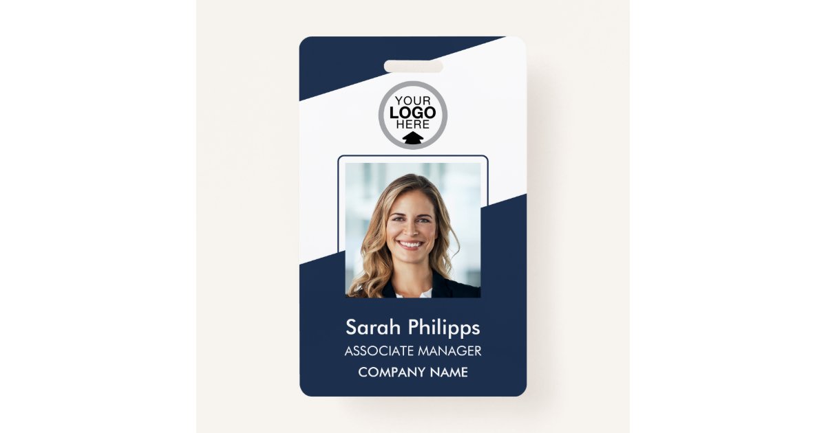 Navy | Employee Photo ID Company Security Badge ID Badge | Zazzle