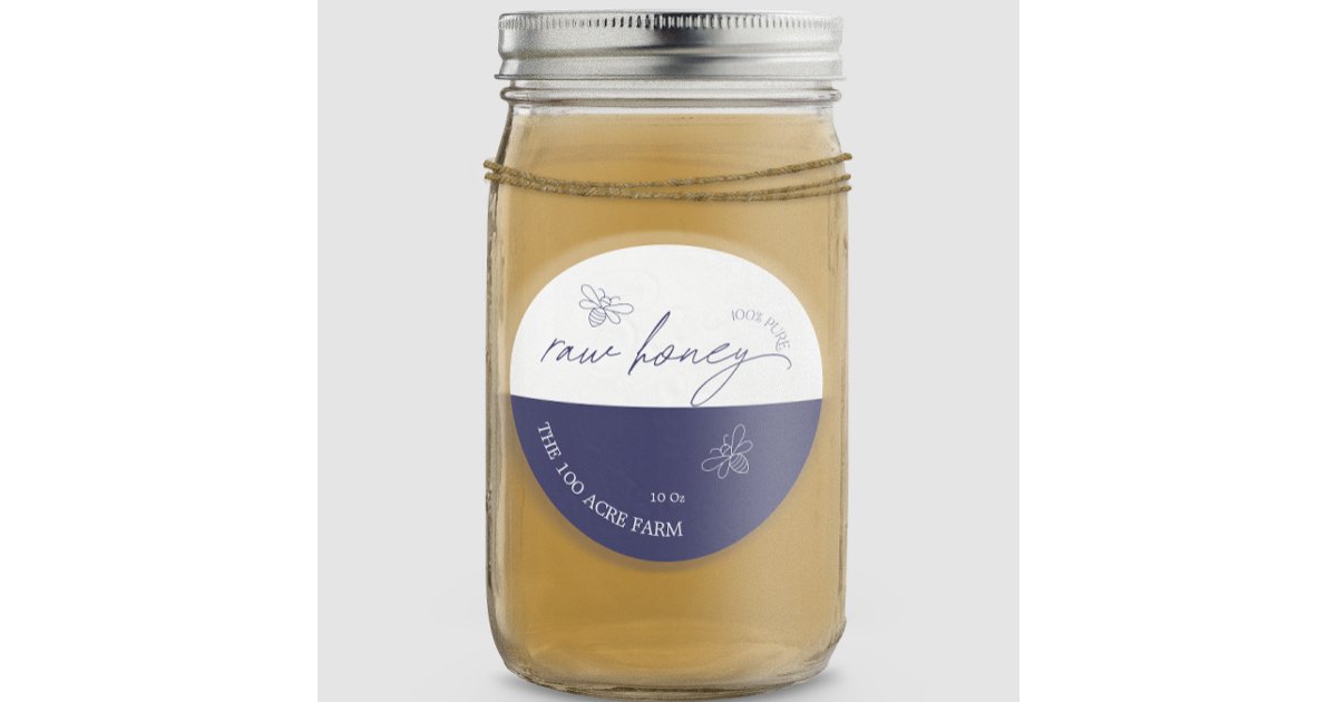 Navy & White Modern Apiary Raw Honey Classic Round Sticker | Zazzle