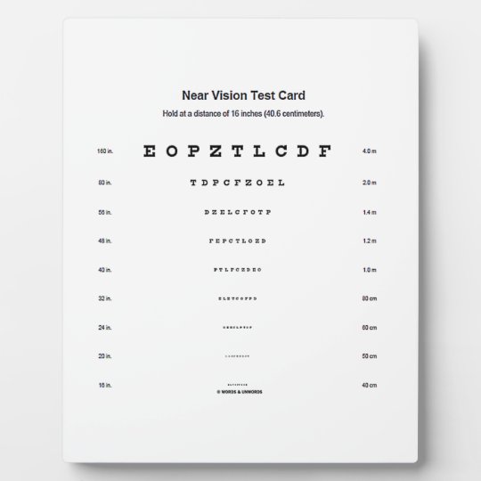 Near Vision Test Card Visual Acuity Exam Plaque Zazzle co uk