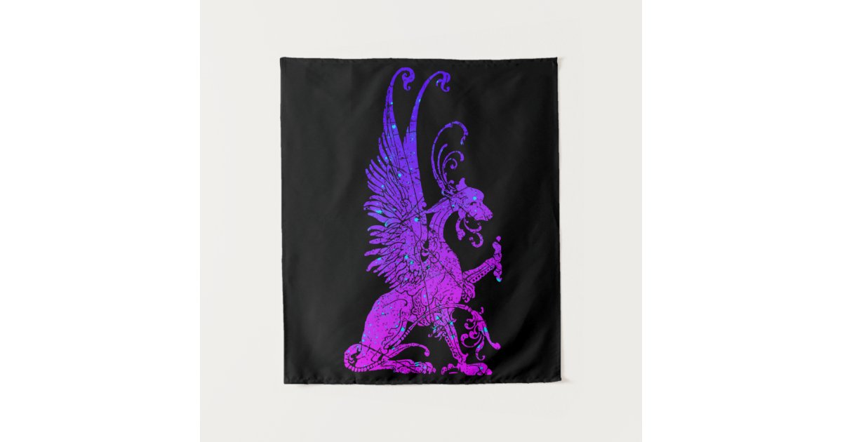 Neon Basilisk Monster Symbol Dragon Ancient Beast Tapestry | Zazzle