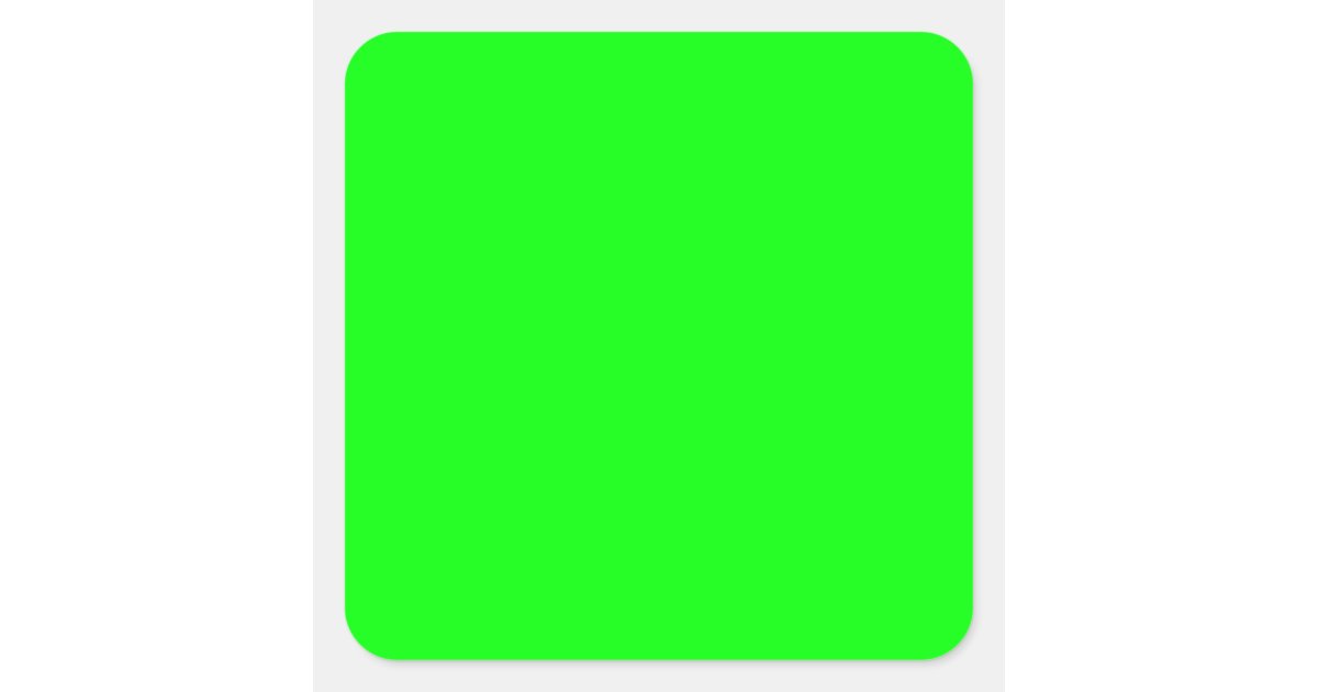 Neon green hex code 00FF00 Square Sticker | Zazzle