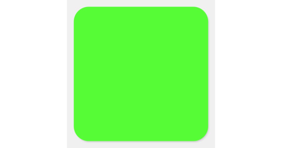 Neon Green Upscale Matching Colour Square Sticker | Zazzle