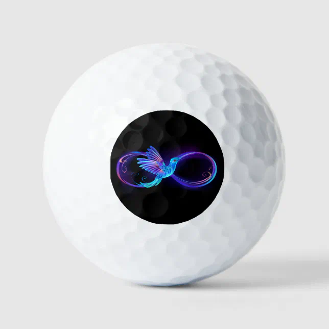 Neon Infinity Symbol with Glowing Hummingbird Golf Balls | Zazzle