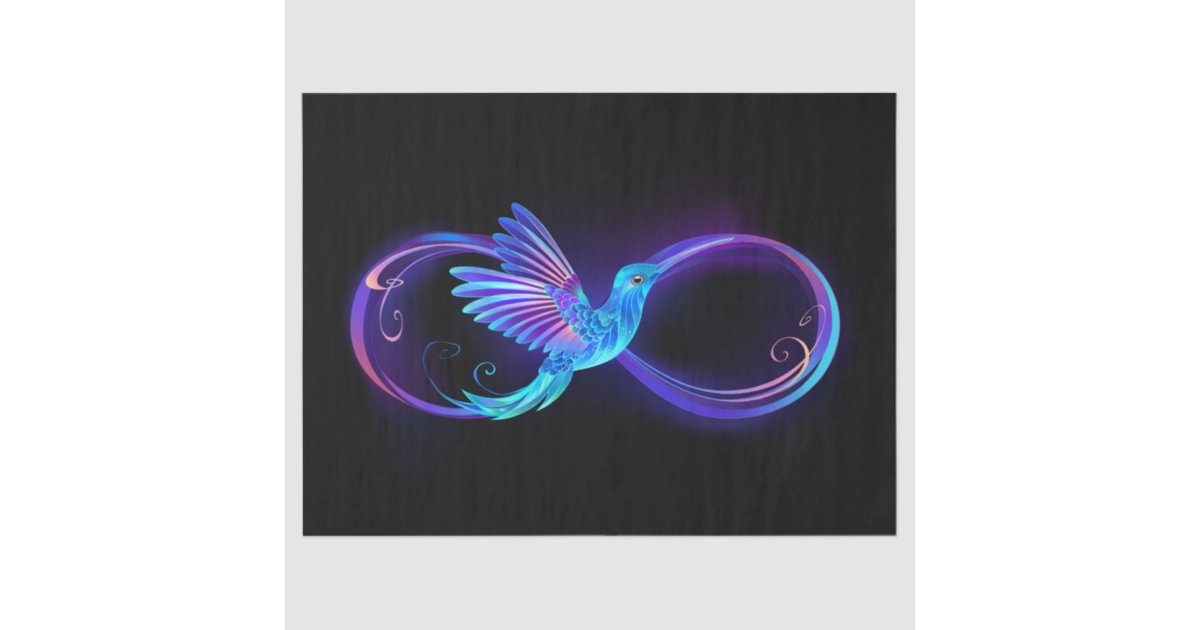 Neon Infinity Symbol with Glowing Hummingbird Tissue Paper | Zazzle