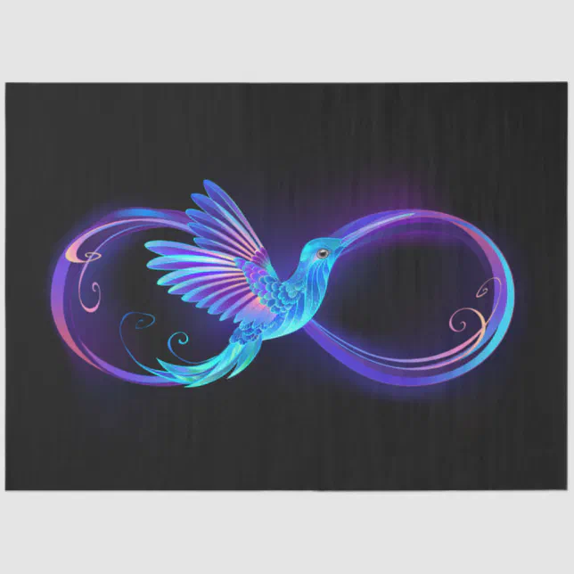 Neon Infinity Symbol with Glowing Hummingbird Tissue Paper | Zazzle