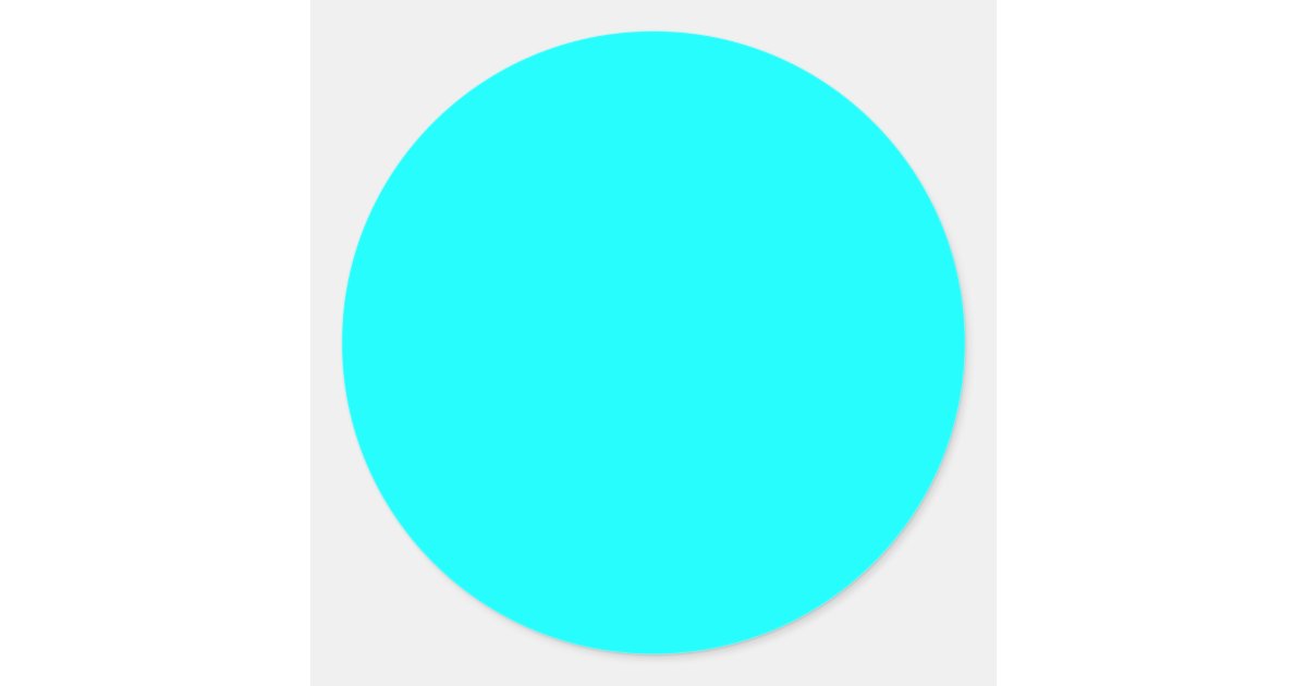 Neon light blue 00ffff classic round sticker | Zazzle