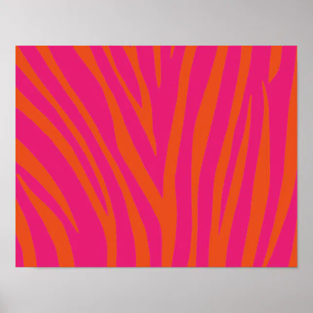 NEON PINK ORANGE ZEBRA STRIPES BACKGROUNDS WALLPAP POSTER | Zazzle
