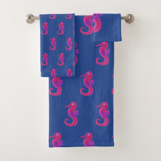 Neon Seahorse towel set | Zazzle.co.uk
