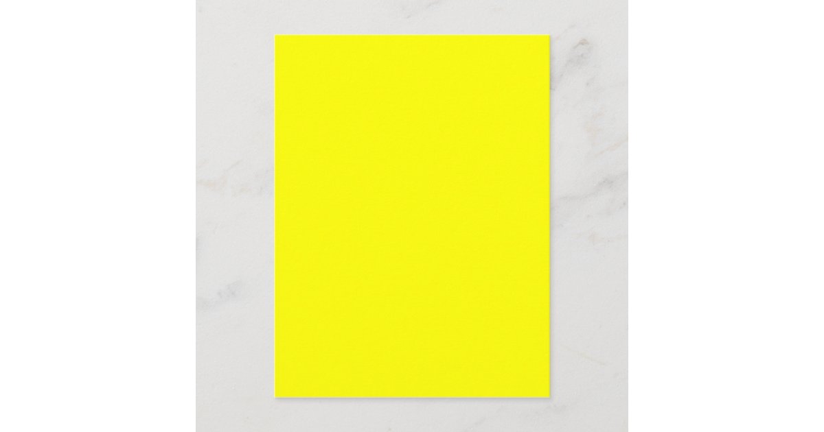Neon yellow hex code FFFF01 Postcard | Zazzle