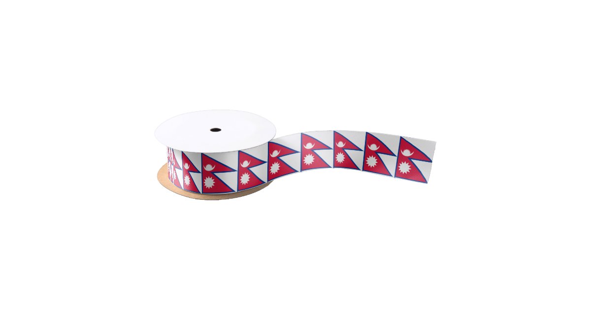 Nepali (Nepalese) flag ribbon Satin Ribbon | Zazzle