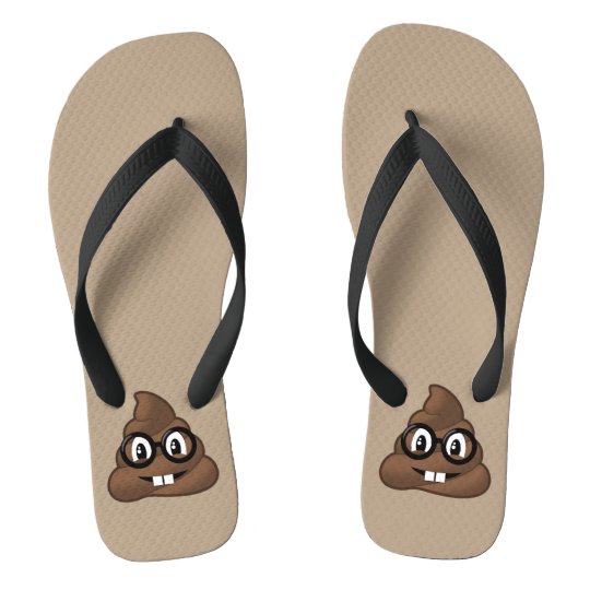 Nerd Glasses Poop Emoji Flip Flops | Zazzle.co.uk