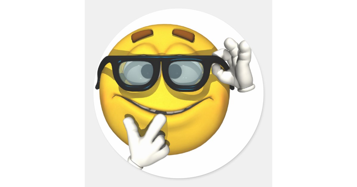 Nerd Yellow Face Classic Round Sticker | Zazzle
