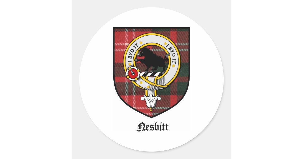 Nesbitt Clan Crest Badge Tartan Classic Round Sticker | Zazzle