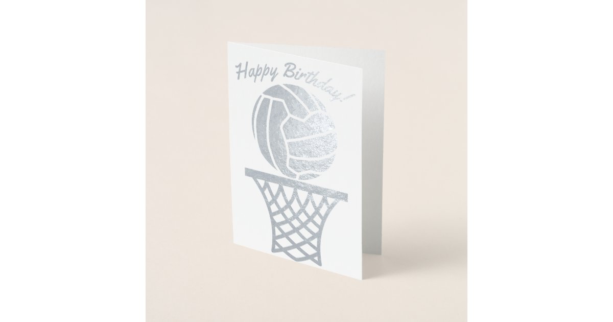 Netball Themed Ball Design Happy Birthday Foil Card | Zazzle