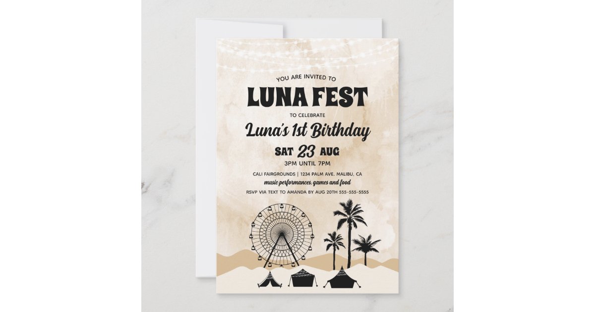 Neutral Earth Tone Music Festival Birthday Invitation | Zazzle