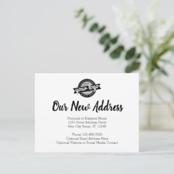 New Address Change with Business Logo Announcement Postcard | Zazzle