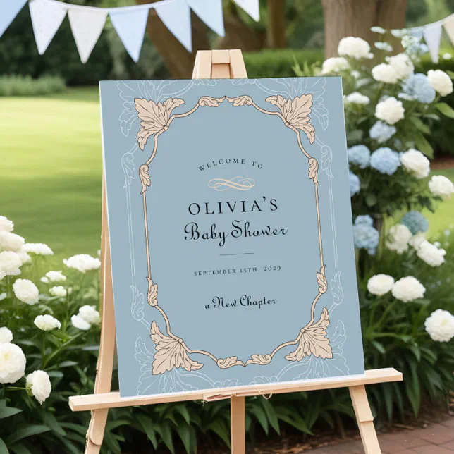 New Chapter Book Library Baby Shower Welcome Sign | Zazzle