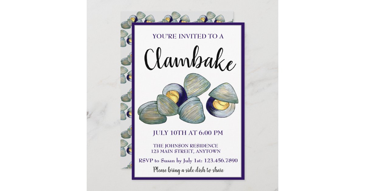 New England Clambake Beach Summer Seafood Dinner Invitation | Zazzle