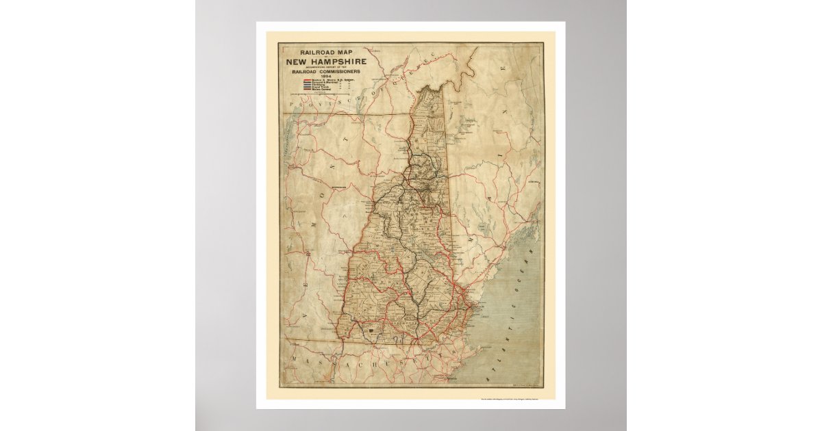 New Hampshire Railroad Map 1894 Poster | Zazzle