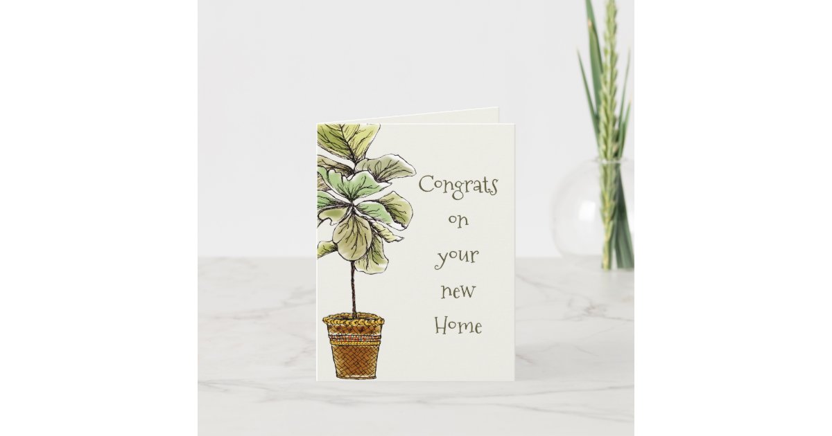 New Home Congratulations Fiddleleaf Fig Message Thank You Card | Zazzle