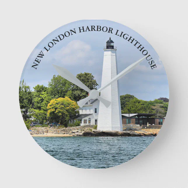 New London Harbour Lighthouse, CT Wall Clock | Zazzle
