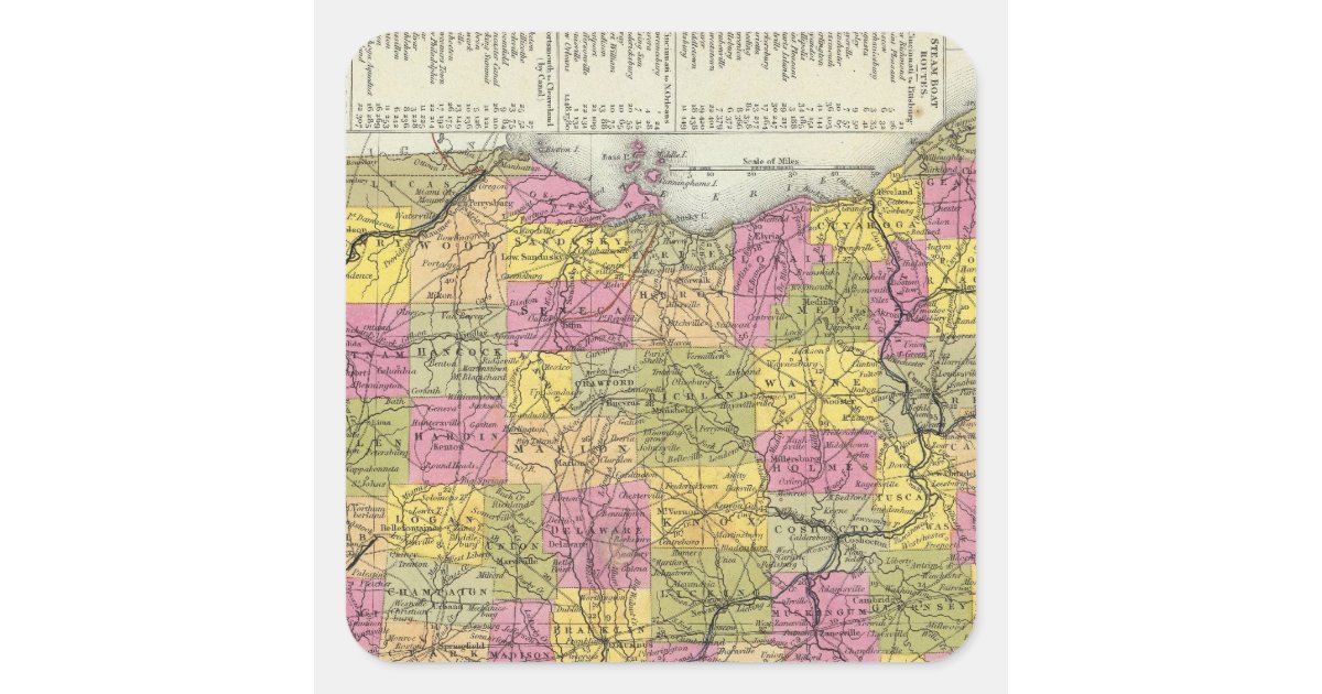 New Map Of Ohio Square Sticker | Zazzle
