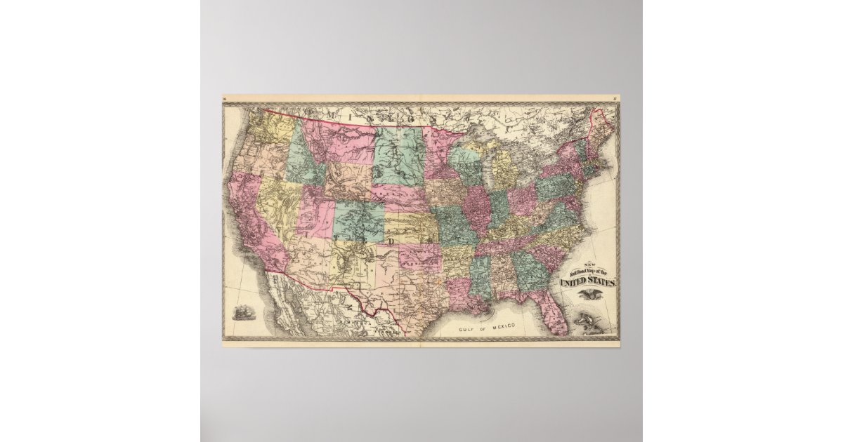 New rail road map of the United States Poster | Zazzle
