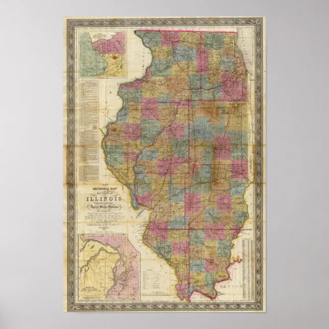 New sectional map of the state of Illinois 2 Poster | Zazzle