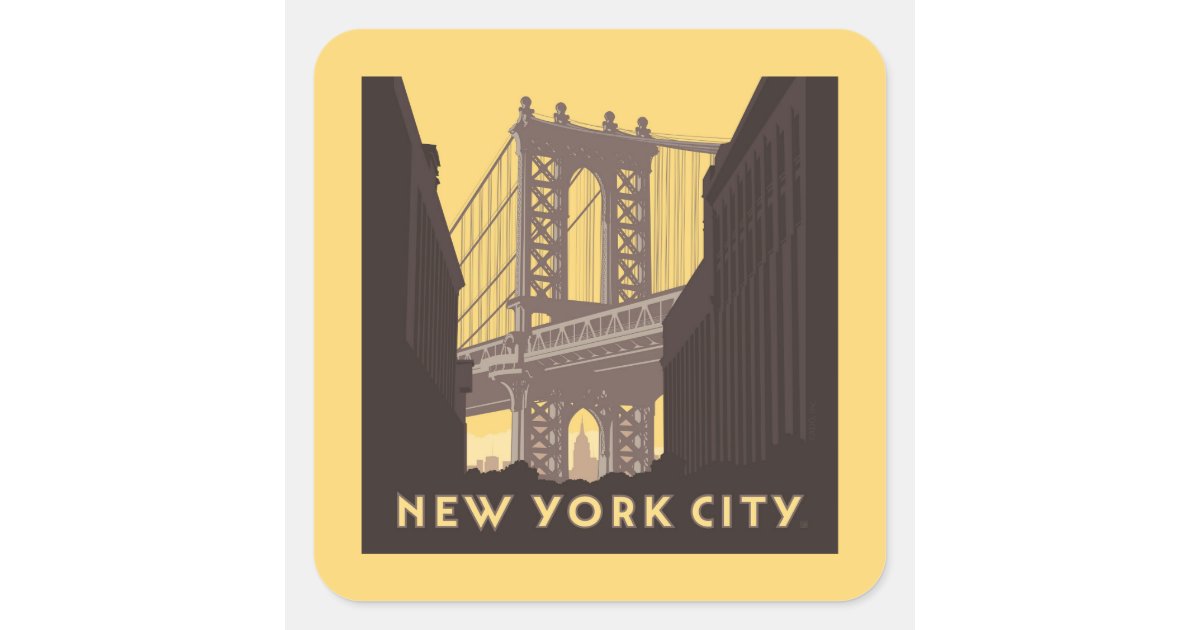 New York City | Brooklyn Bridge Square Sticker | Zazzle