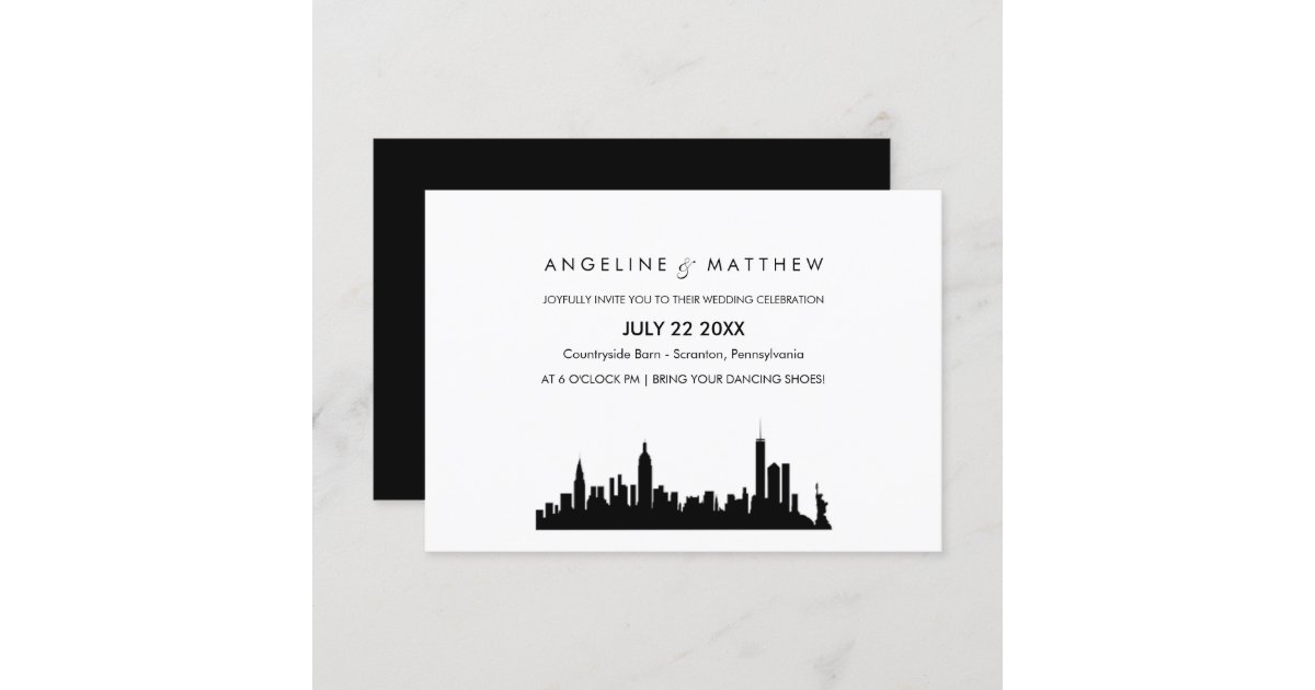 New York City Skyline Cityscape Wedding Invitation | Zazzle