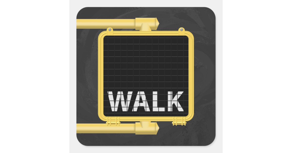 New York Crosswalk Sign Walk Square Sticker | Zazzle