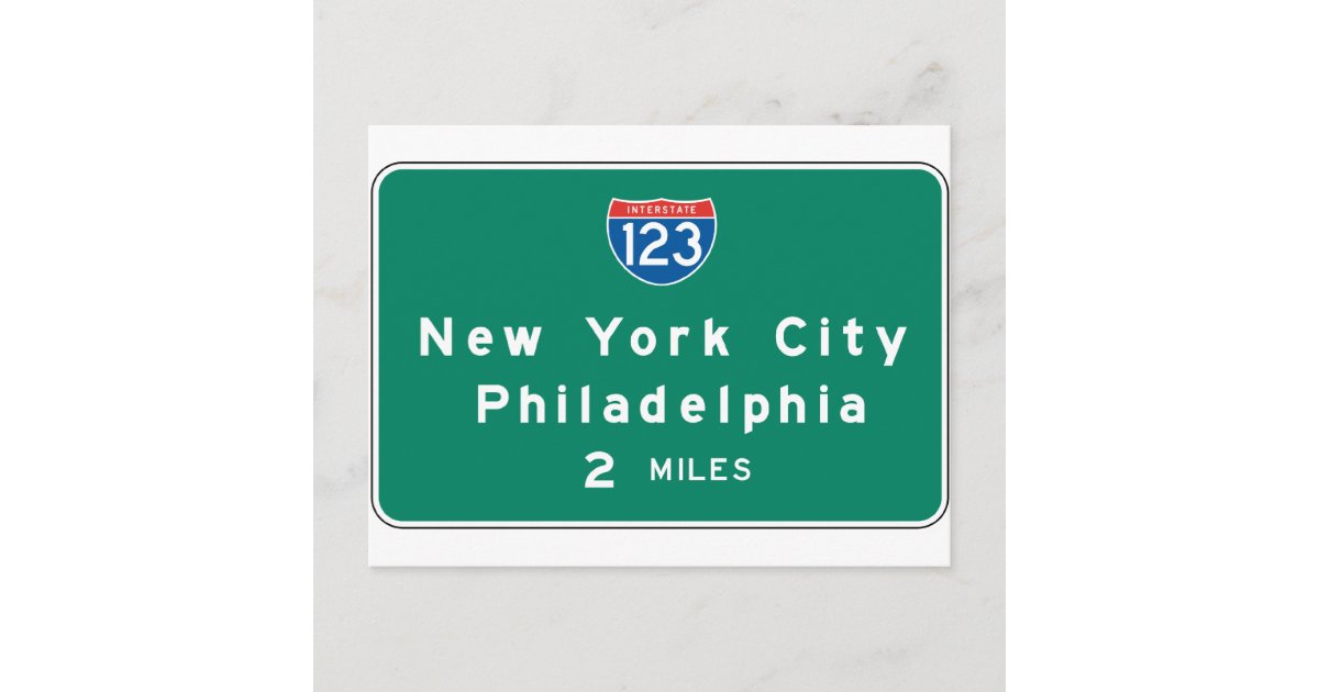 New York Philadelphia Highway Sign Postcard | Zazzle