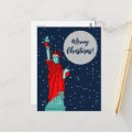 New York Statue of liberty Christmas winter Postcard | Zazzle