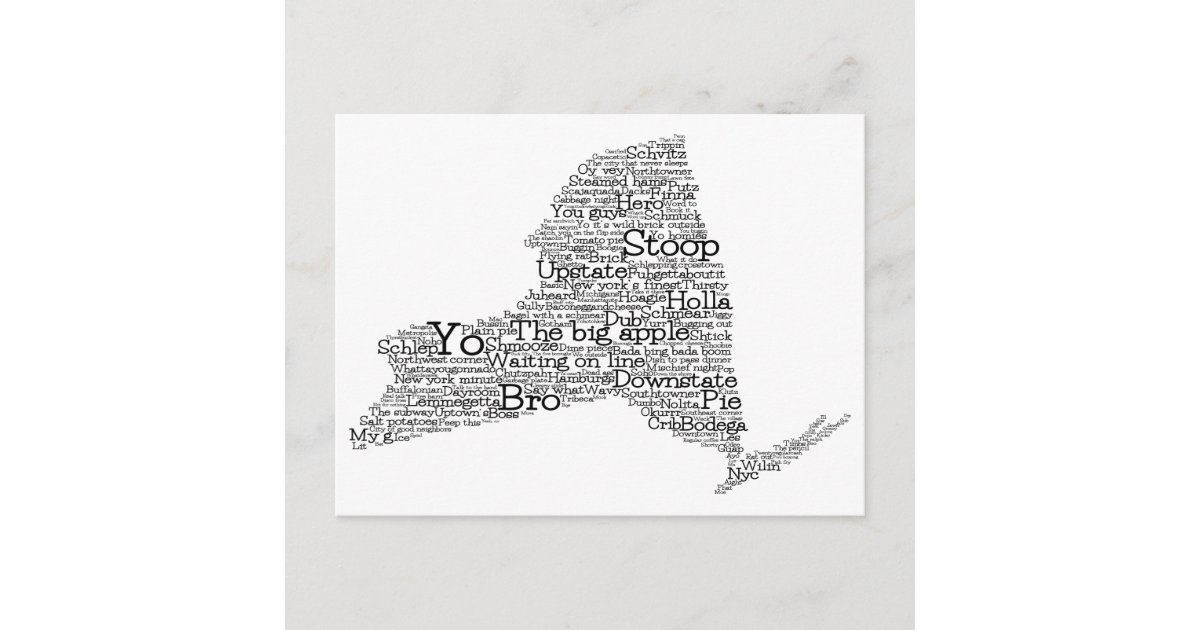 New York USA Slang Word Art Map Postcard | Zazzle