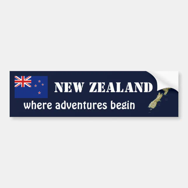 New Zealand Flag + Map Bumper Sticker | Zazzle