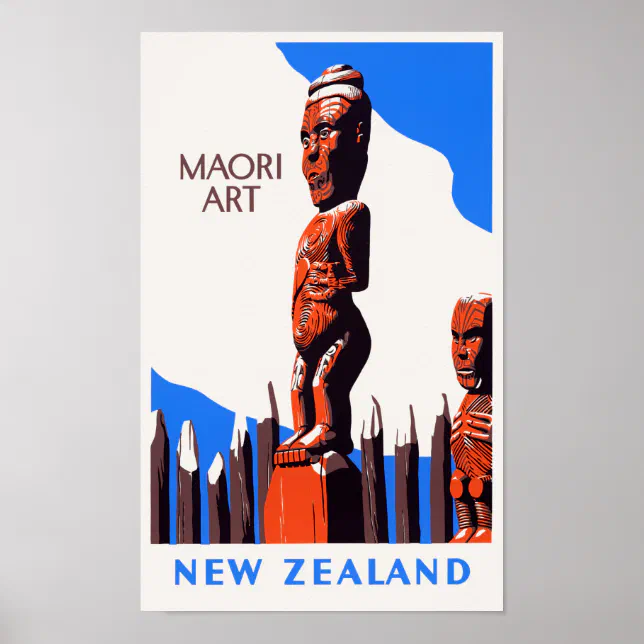 New Zealand Maori Art Vintage Poster Restored | Zazzle