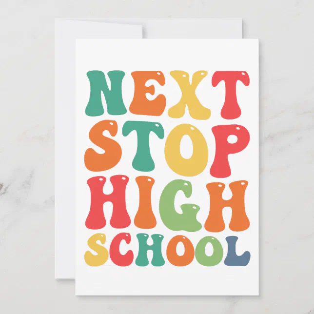 Next Stop High School Funny Groovy Graduation Invitation | Zazzle