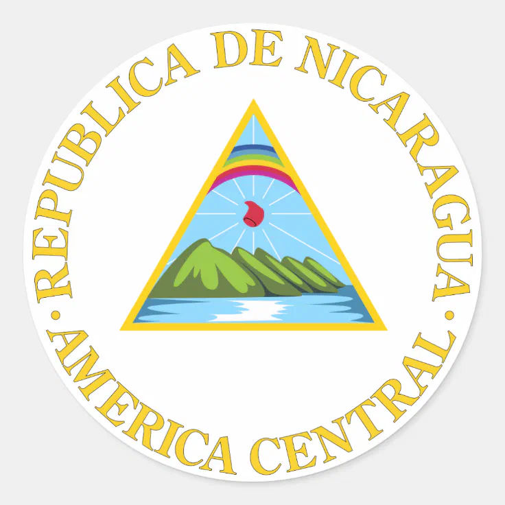 Nicaragua Official Coat Of Arms Heraldry Symbol Classic Round Sticker ...