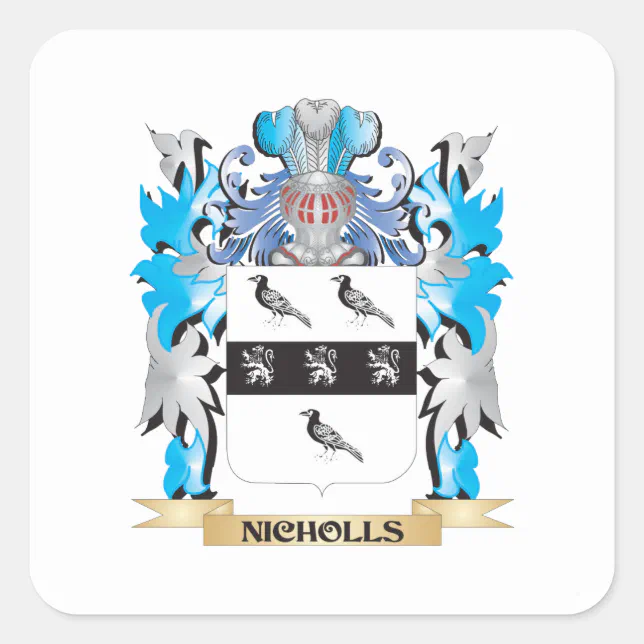 Nicholls Coat of Arms - Family Crest Square Sticker | Zazzle